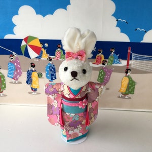 Japanese bunny in a pink kimono Kimono stuffed rabbit geisha | Etsy