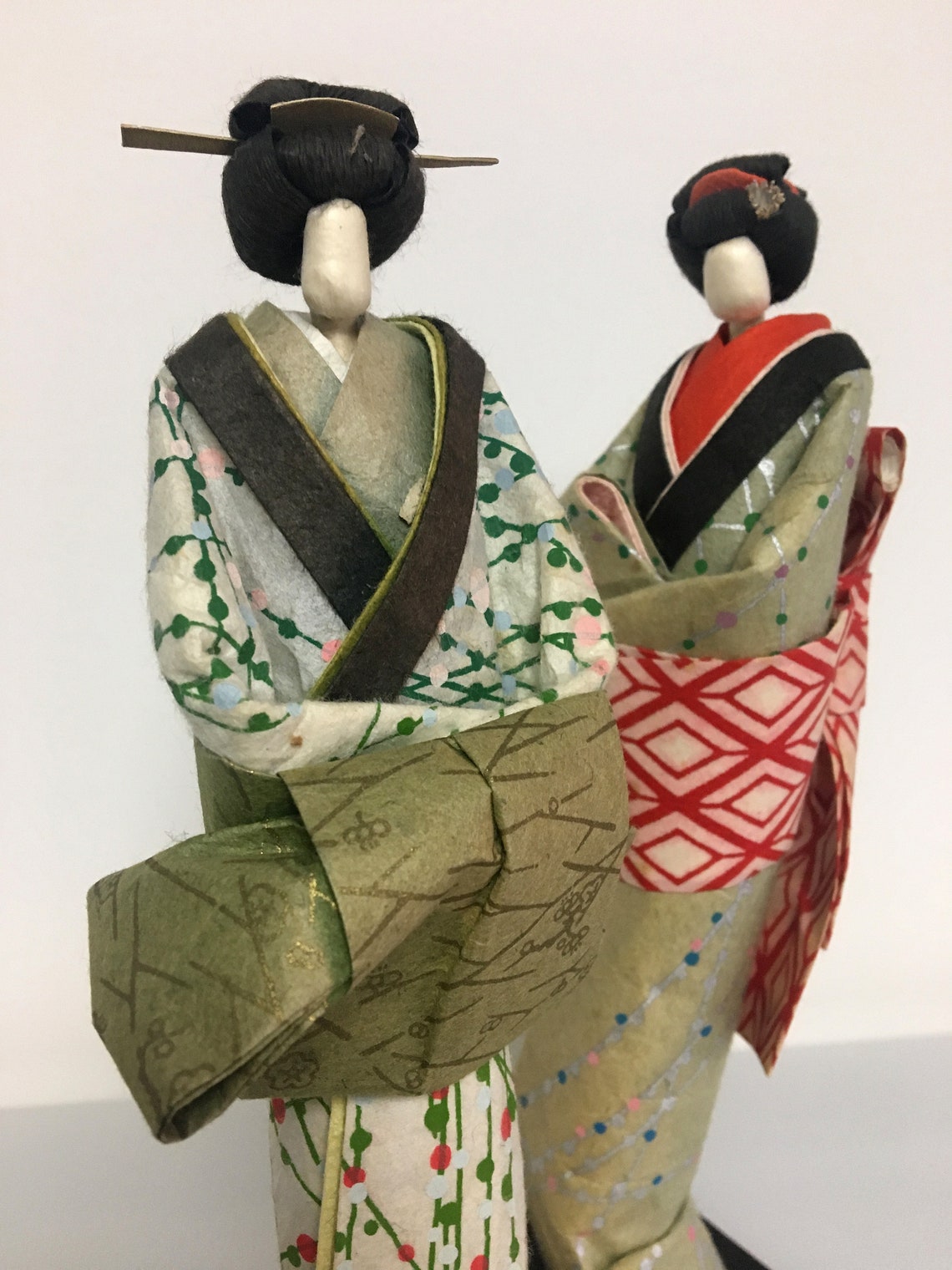 A set of 2 Japanese washi paper dolls paper geisha doll set | Etsy