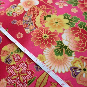 Japanese Pink Flowers Kimono Fabric Cotton Fat Quarter, Quilt Japanese ...