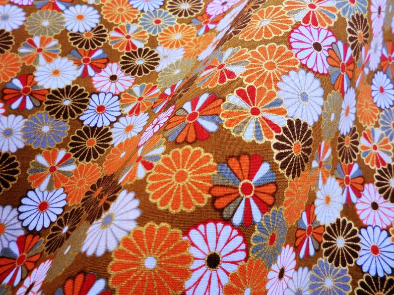 Golden and Yellow Kiku Japanese Cotton Fabric Fat Quarter | Etsy
