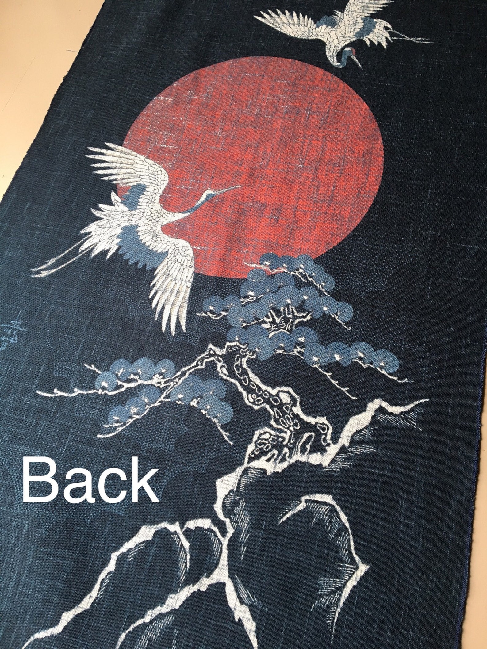 Sun Crane Tapestries Fabric Panel Japanese Crane Fabric Panel - Etsy