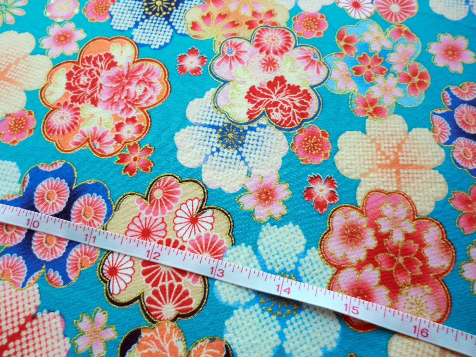 Japanese Fabric Blue Flowers Cotton Fabric Quilt Decoration - Etsy