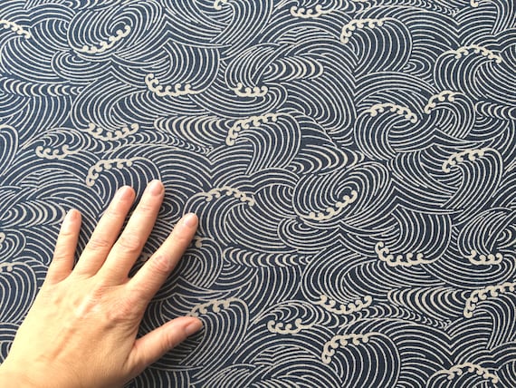 Blue Japanese Cotton Wave Fabric Half a Yard a Cotton to Make | Etsy