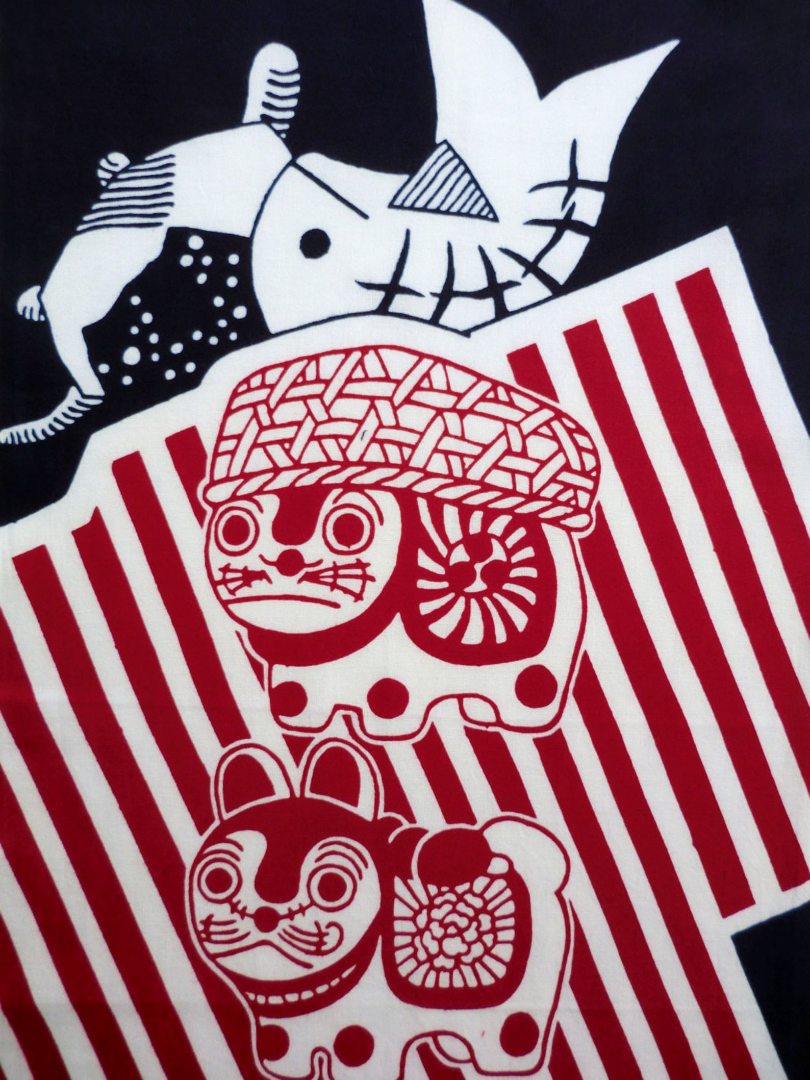 Japanese Dog Fabric Tenugui Japanese Okinawa Dogs Cotton - Etsy