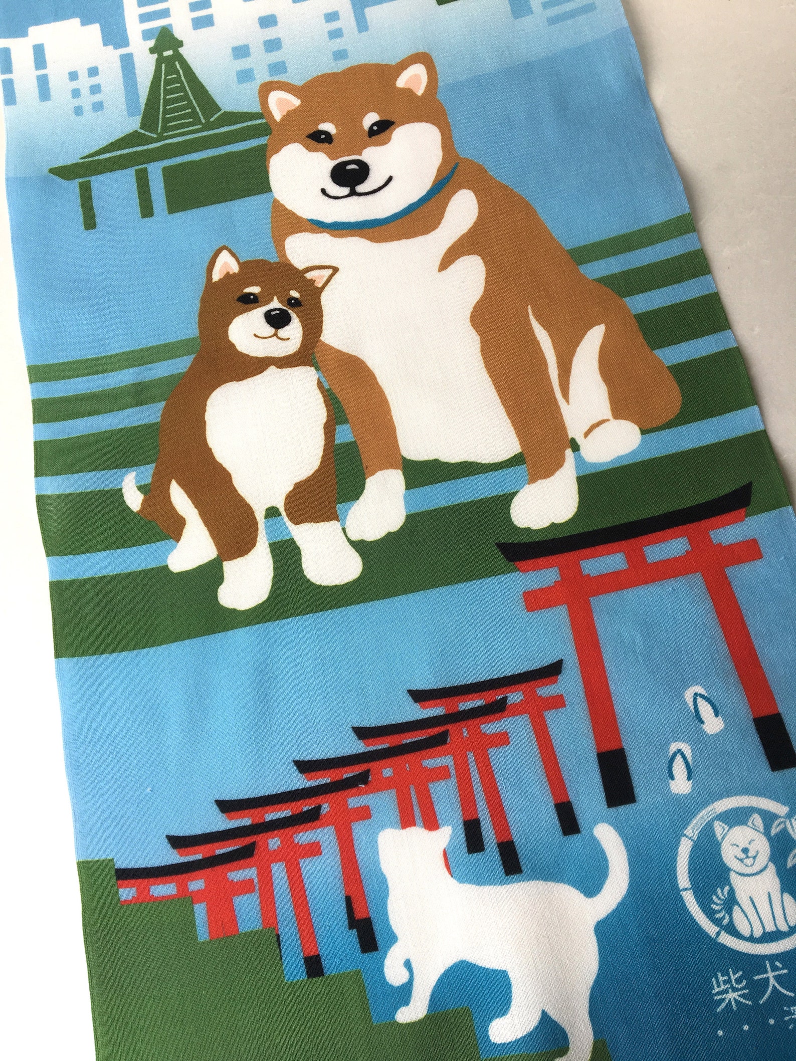 Japanese Shiba Dog, Japan Dog Tenugui Fabric, Lucky Dog Fabric, Matsuri ...