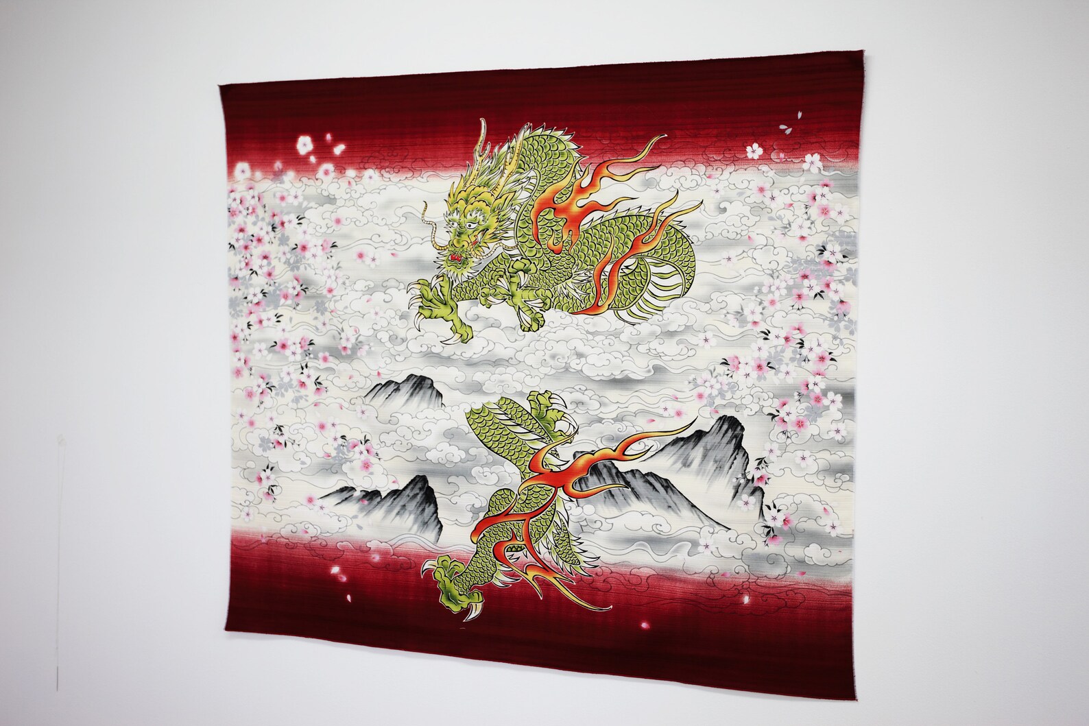 Japanese Dragon Wall Fabric Panel, Wall Decoration Japanese Dragon ...