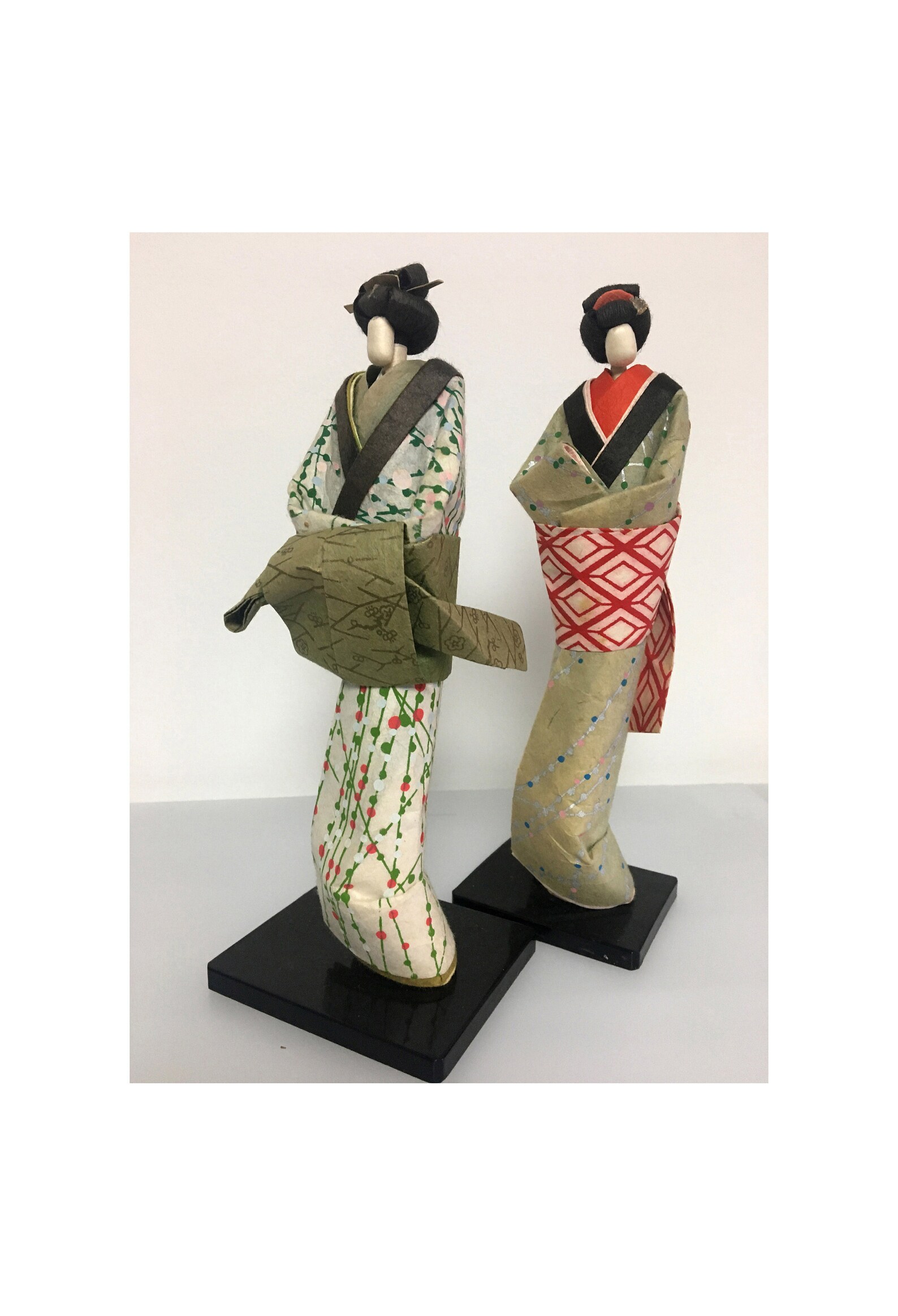A set of 2 Japanese washi paper dolls paper geisha doll set | Etsy