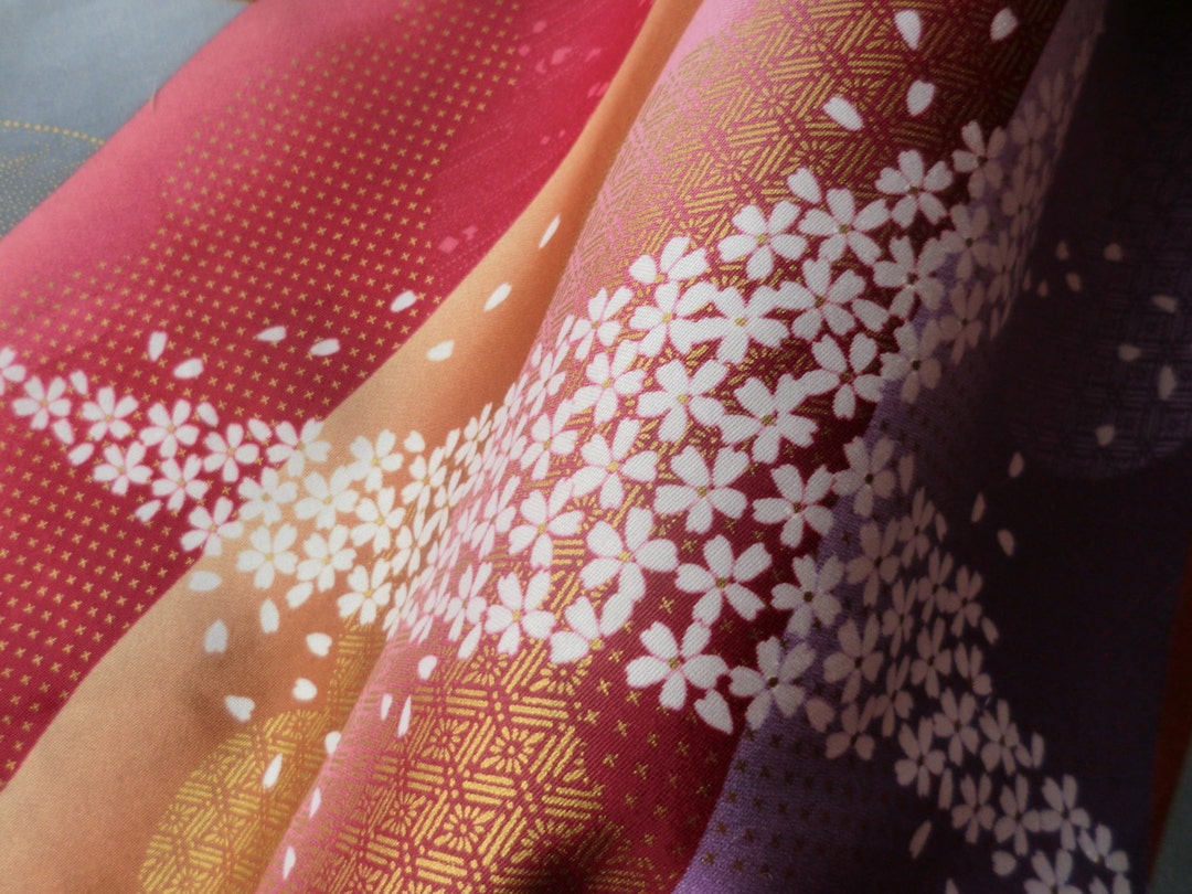 Japanese Tradicional Cotton Fabric Fat Quarter Pink Sakura Waves ...