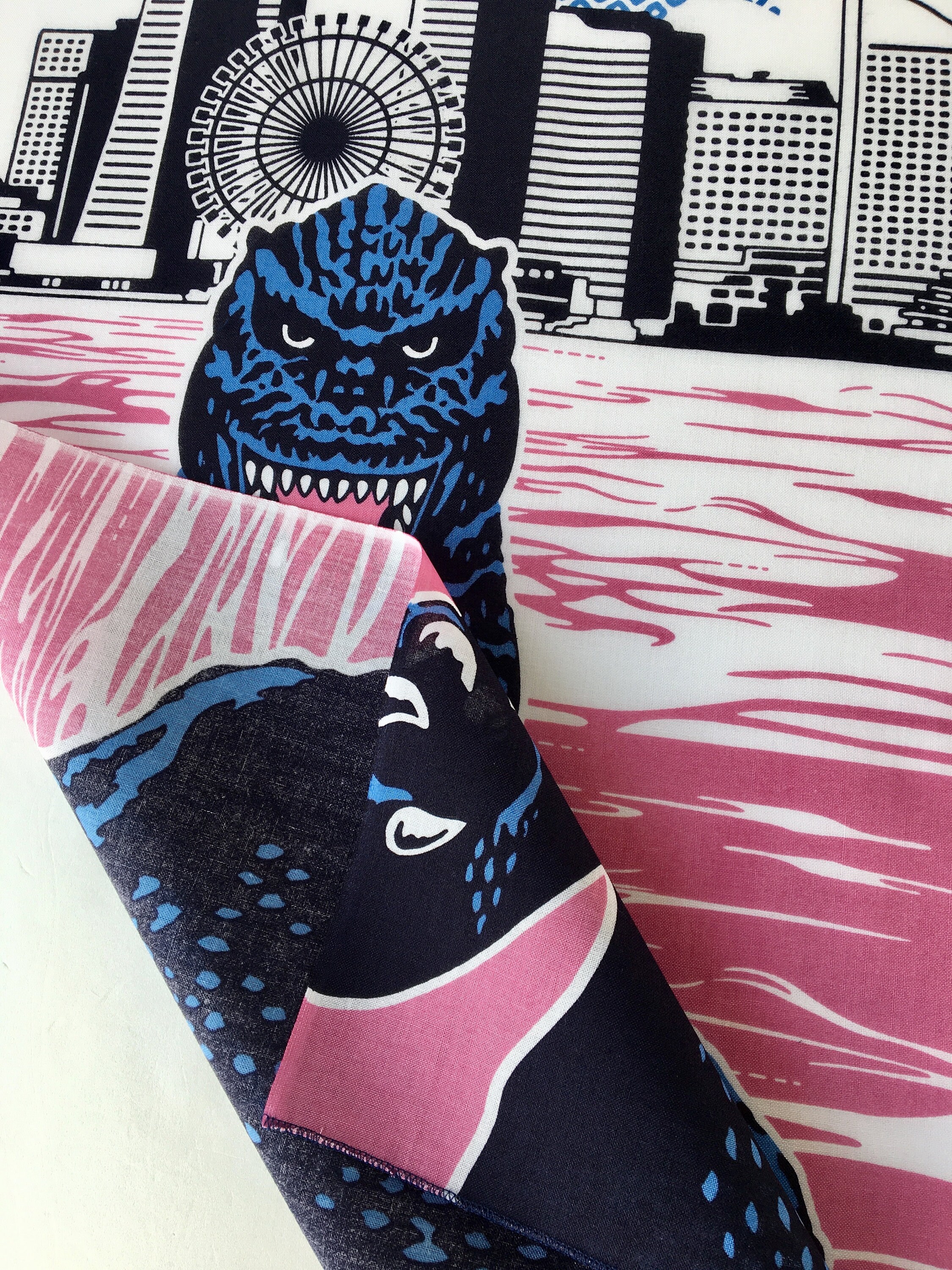 Godzilla in Yokohama Tenugui Fabric, Godzilla Wall Noren Panel, Mothra ...
