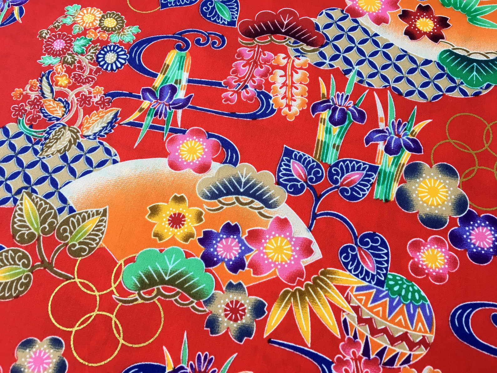 Red Bingata Print Fabric Okinawa Inspired Japanese Cotton - Etsy