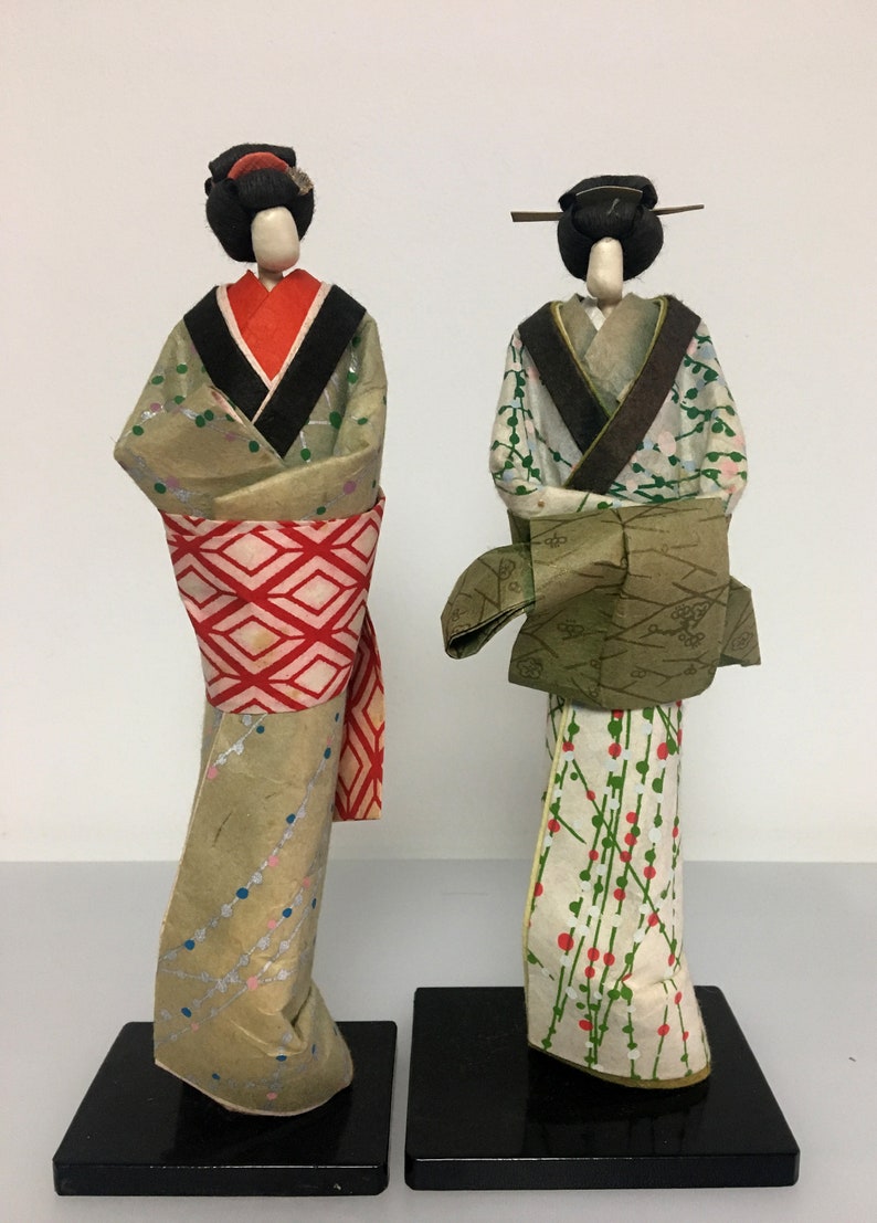 A set of 2 Japanese washi paper dolls paper geisha doll set | Etsy