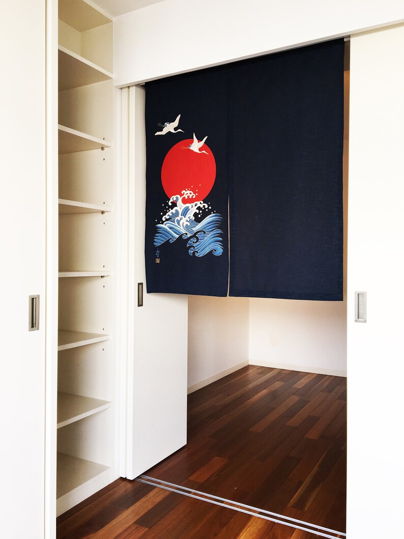 Crane Blue Curtain Japanese Noren Order Made Blue Noren - Etsy