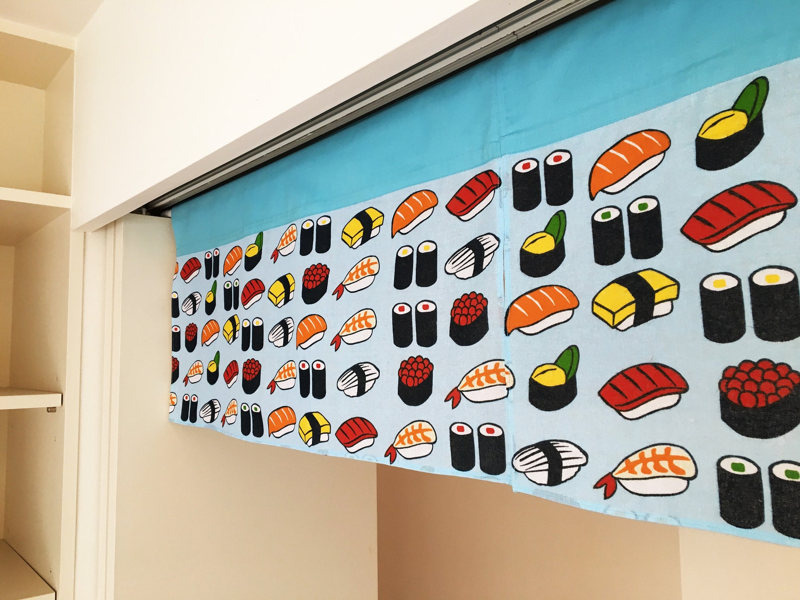 Blue sushi noren curtain fabric Japanese restaurant noren | Etsy