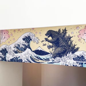 Godzilla Noren Curtain, Japanese Tenugui Handmade Noren, Sakura Fabric ...