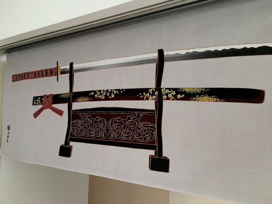 Japanese samurai katana noren curtain yaido sword Japanese | Etsy