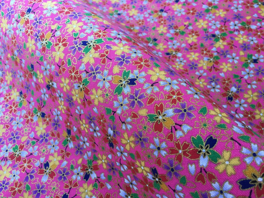 Japanese Fabric Pink and Red Sakura Cotton Fat Quarter, Quilt ...