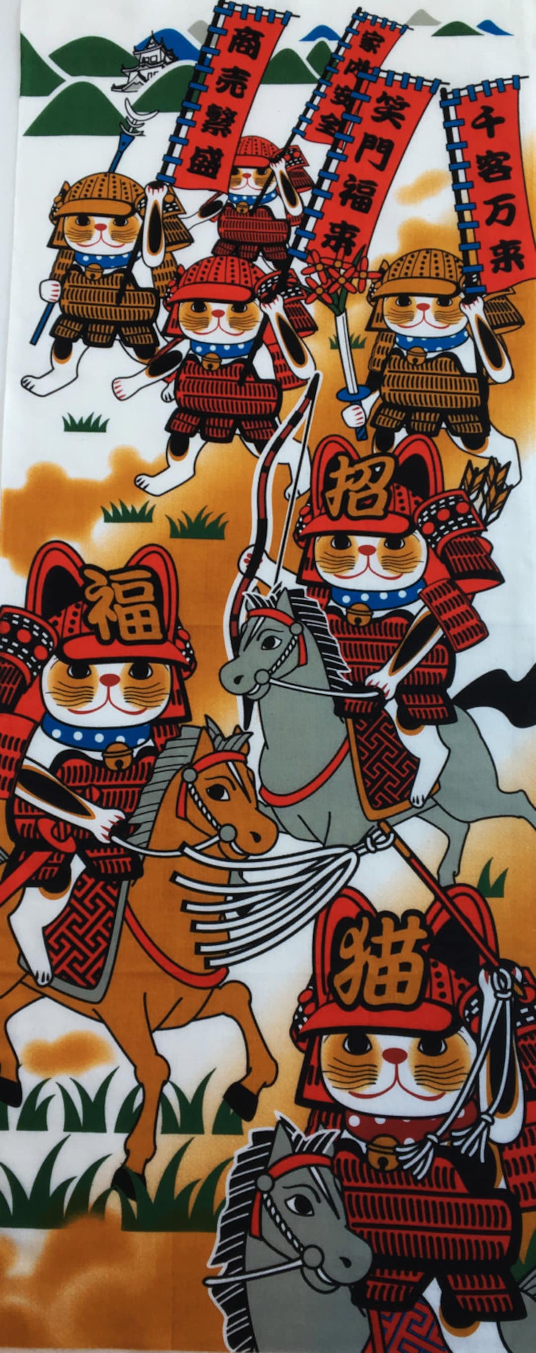 Samurai Armor Cats Japanese Tenugui, Martial Arts Kendo Tenugui, Kendo ...