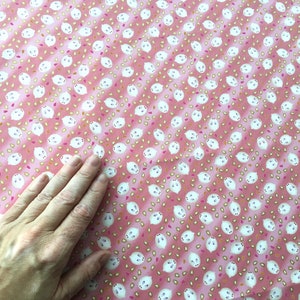 Pink Rabbit Fabric, Bunny Fabric Japanese Cotton Fat Quarter, Quilt ...