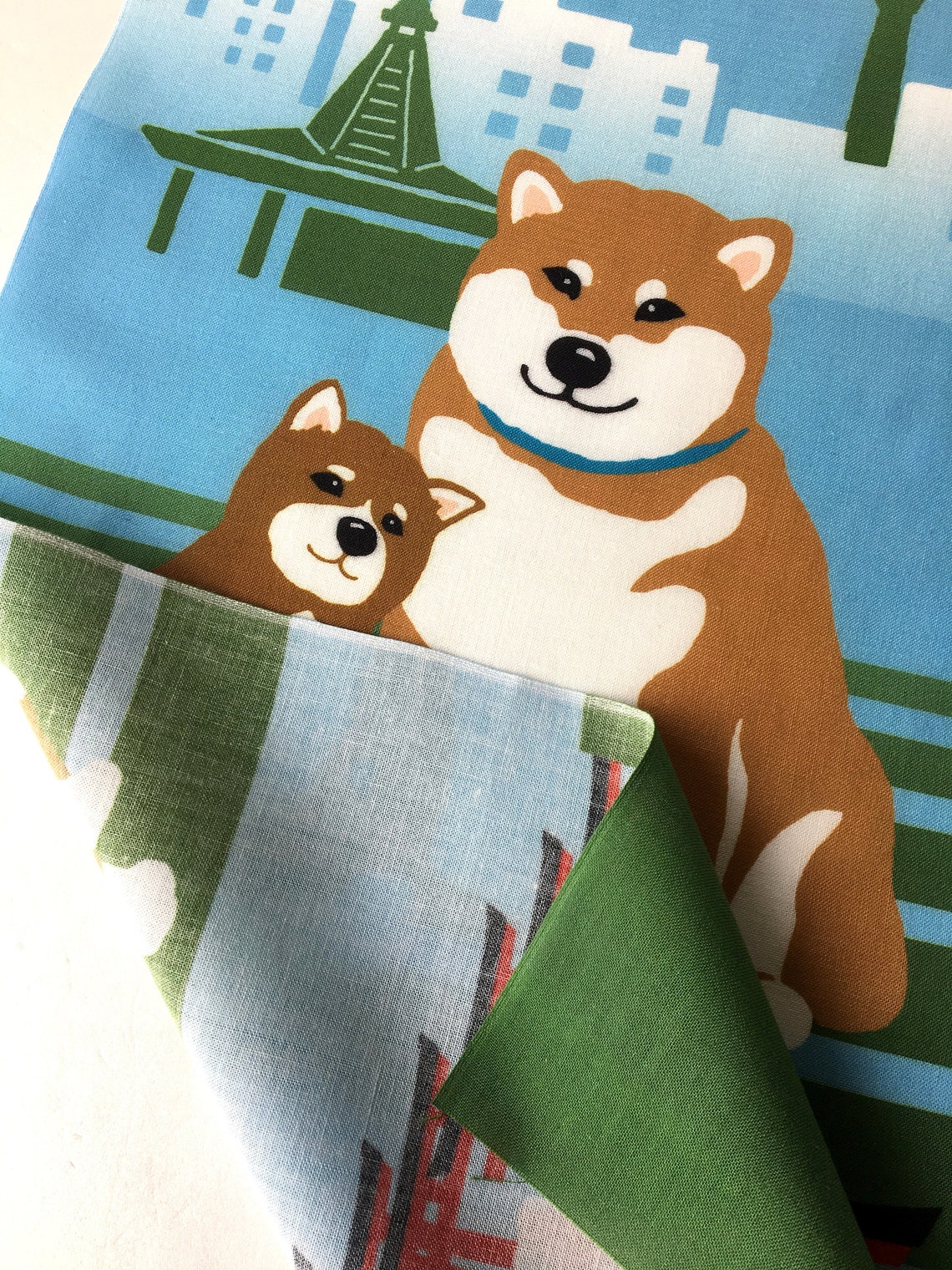 Japanese Shiba Dog, Japan Dog Tenugui Fabric, Lucky Dog Fabric, Matsuri ...