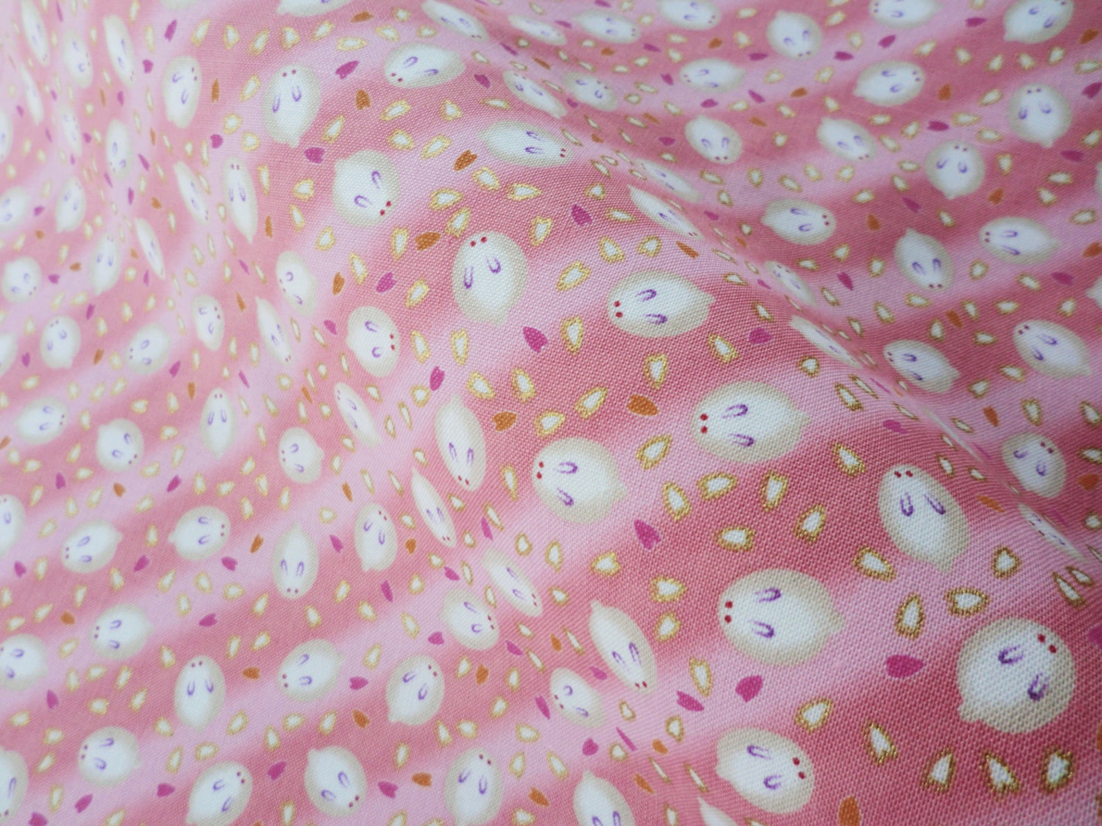 Pink rabbit fabric Bunny fabric japanese cotton fat quarter | Etsy