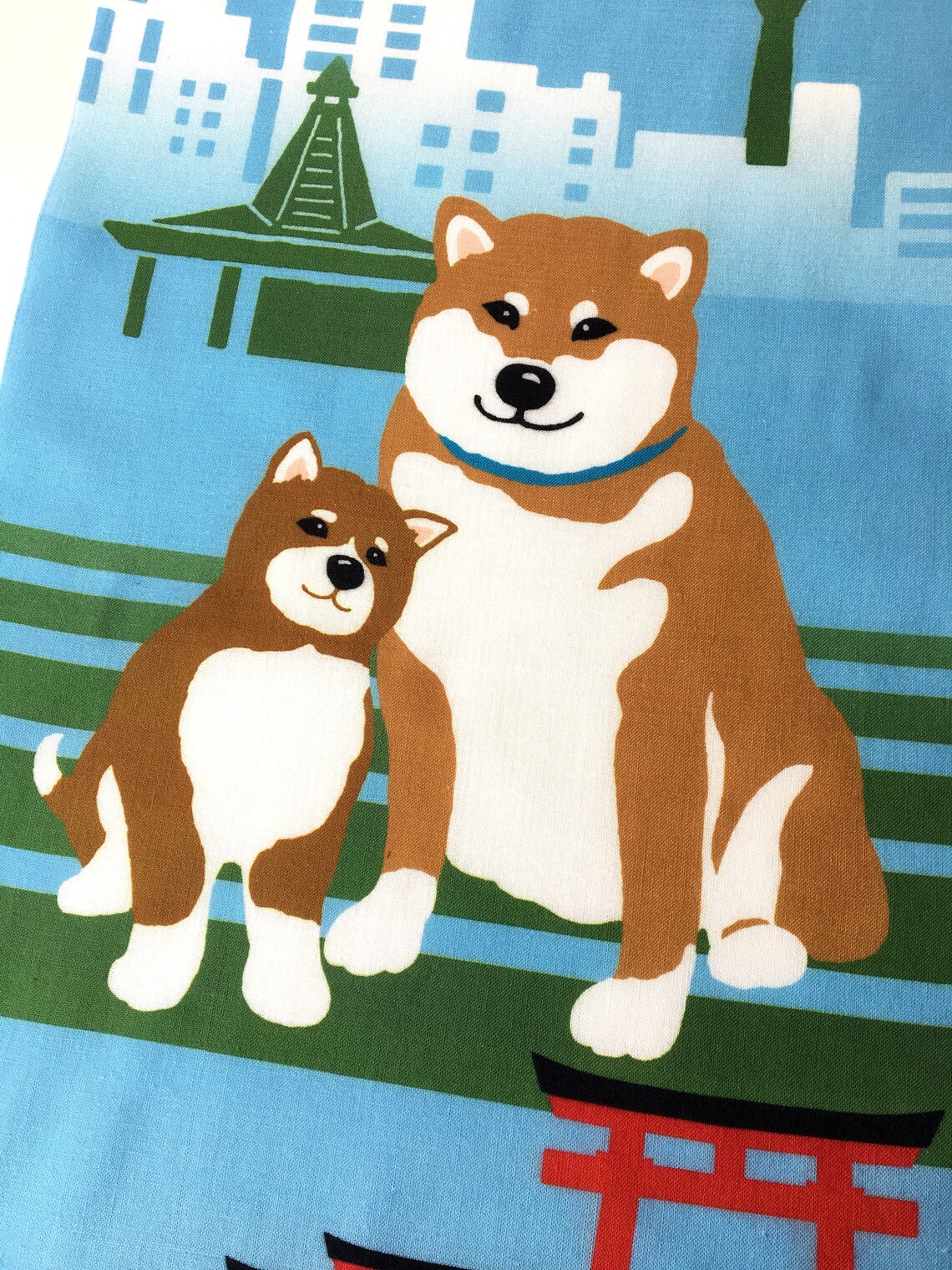 Japanese Shiba Dog, Japan Dog Tenugui Fabric, Lucky Dog Fabric, Matsuri ...