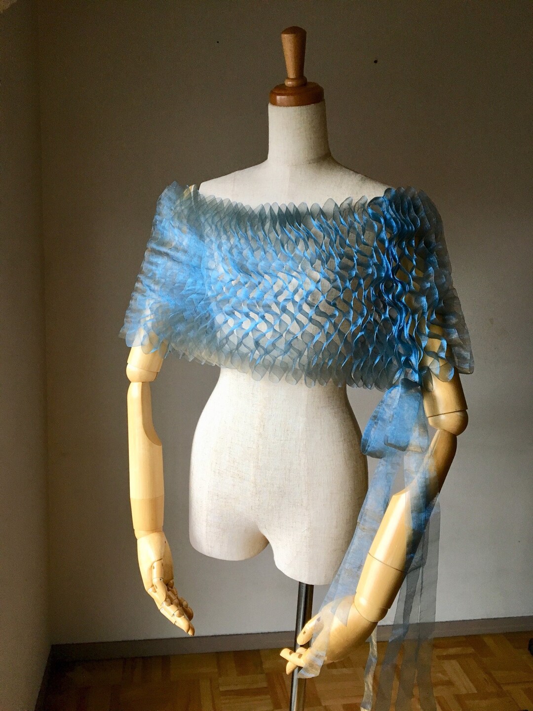 Light Blue Organza Prom Shrug Wedding Organza Ribbon Stole - Etsy