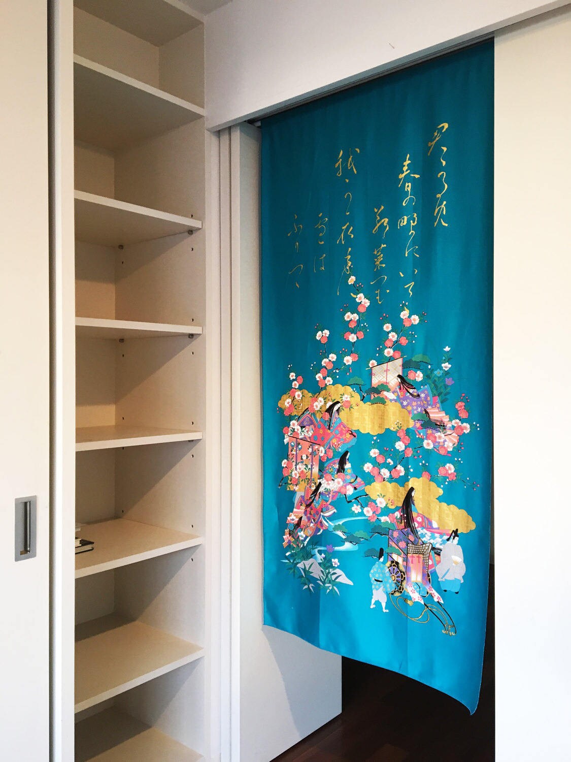 Japanese Blue Noren Panel, Heian Era Tapestry, Kimono Fabric, Wall ...