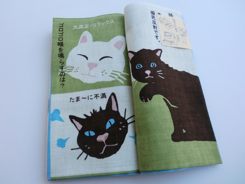 Maneki-neko Fortune Cats, Tenugui Book, Japanese Furoshiki Fabric ...