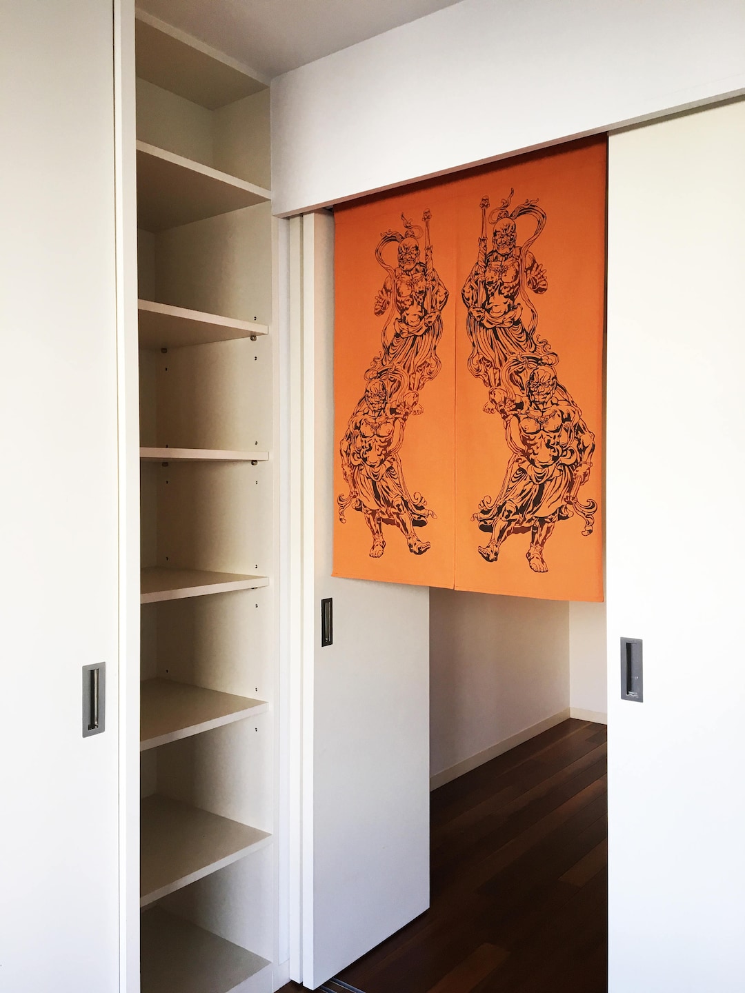 Japanese Nio Temple Guardians Orange Noren Curtain, Japanese Kongo ...