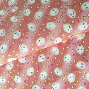 Pink Rabbit Fabric, Bunny Fabric Japanese Cotton Fat Quarter, Quilt ...