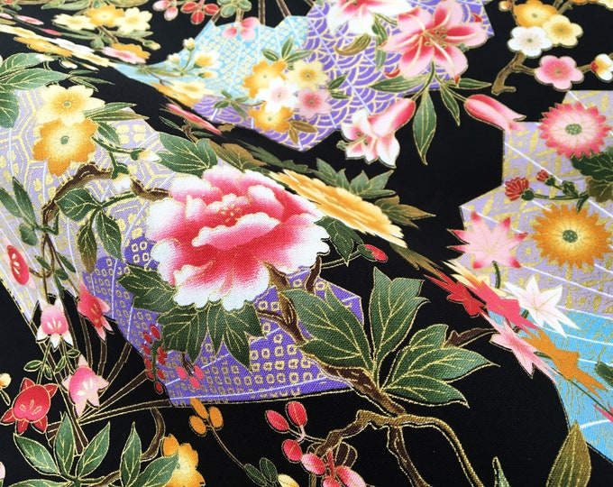 Japanese Symbols Fabric Black - Etsy