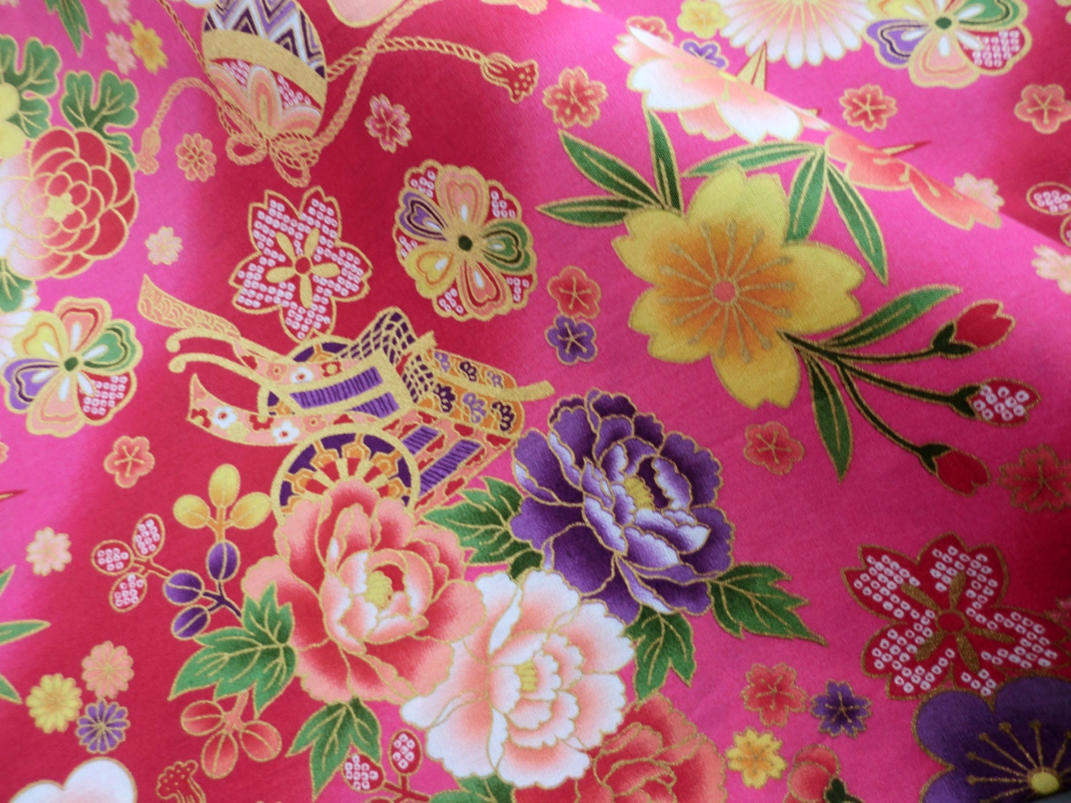 Japanese Pink Flowers Kimono Fabric Cotton Fat Quarter Quilt | Etsy