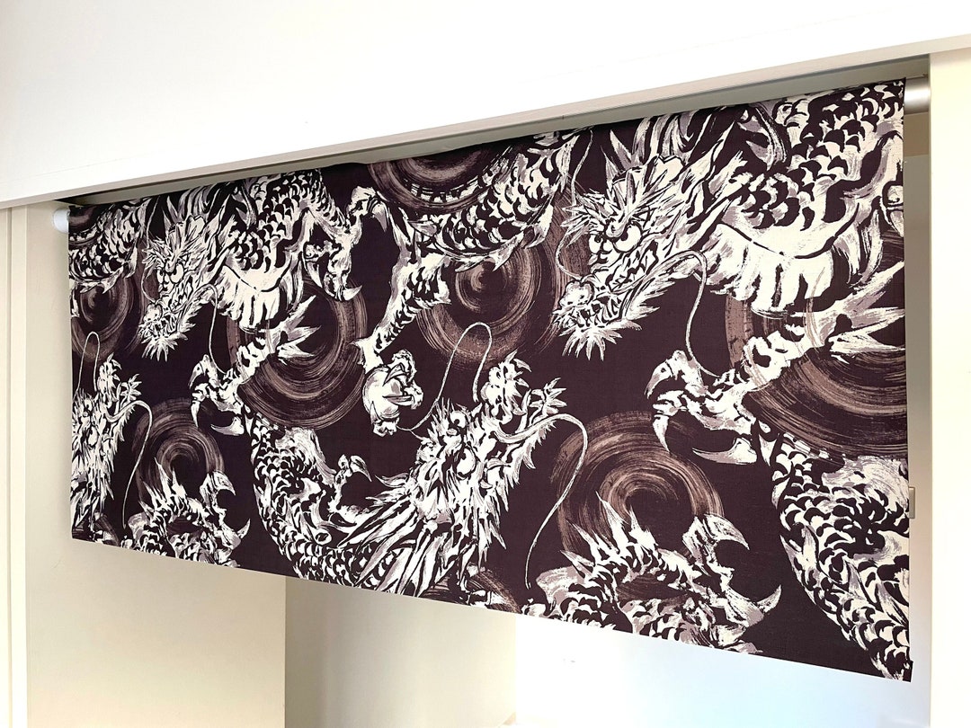 Gray Dragons Noren, Boy Noren Curtain Fabric, Martial Arts Dragon Tissu ...