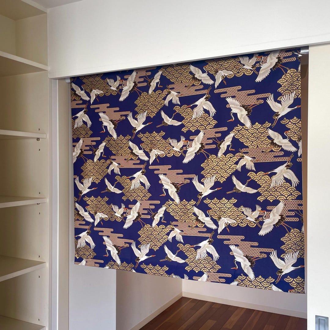 Blue Crane Noren Curtain, Japanese Restaurant Crane Curtain, Window ...