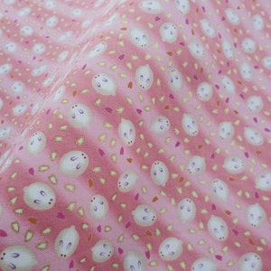 Pink rabbit fabric Bunny fabric japanese cotton fat quarter | Etsy