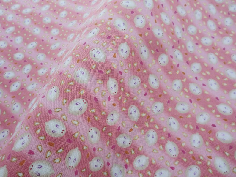 Pink rabbit fabric Bunny fabric japanese cotton fat quarter | Etsy