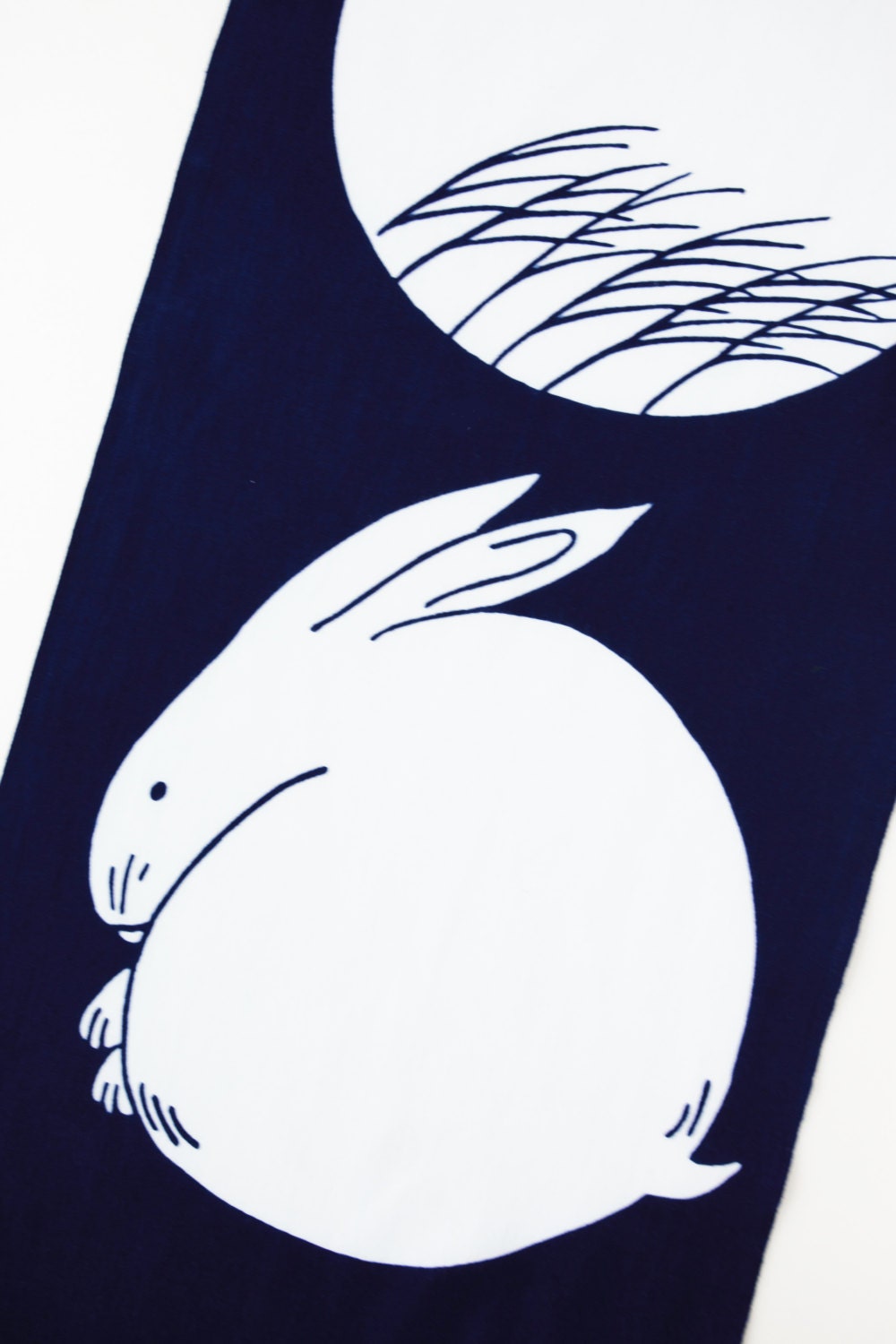 Japanese Bunnys Indigo Blue Fabric Tenugui Cotton Rabbits | Etsy