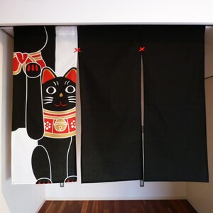 Japanese Noren Cat Fabric, Black Cat Curtain, Noren Curtain, Japanese ...