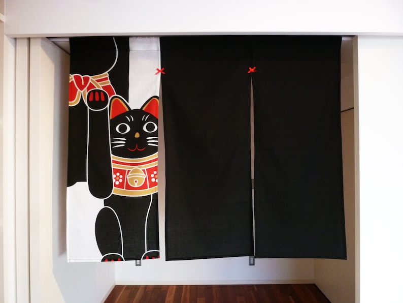 Japanese Noren Cat Fabric Black Cat Curtain Noren Curtain - Etsy