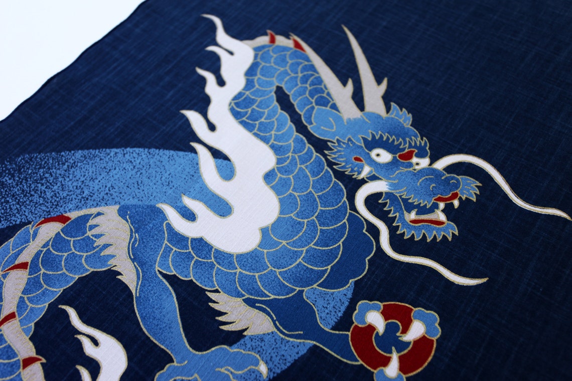 Japanese Dragon Noren Panel, Blue Carp Noren Curtain Panel, Red Carp ...