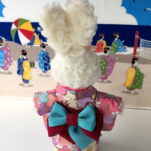 Japanese Bunny in a Pink Kimono Kimono, Stuffed Rabbit Geisha ...
