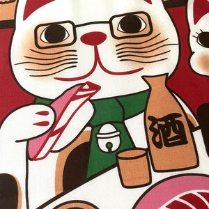 Japanese Shushi Fabric, Cat and Kaiten Sushi Tenugui, Maneki-neko ...