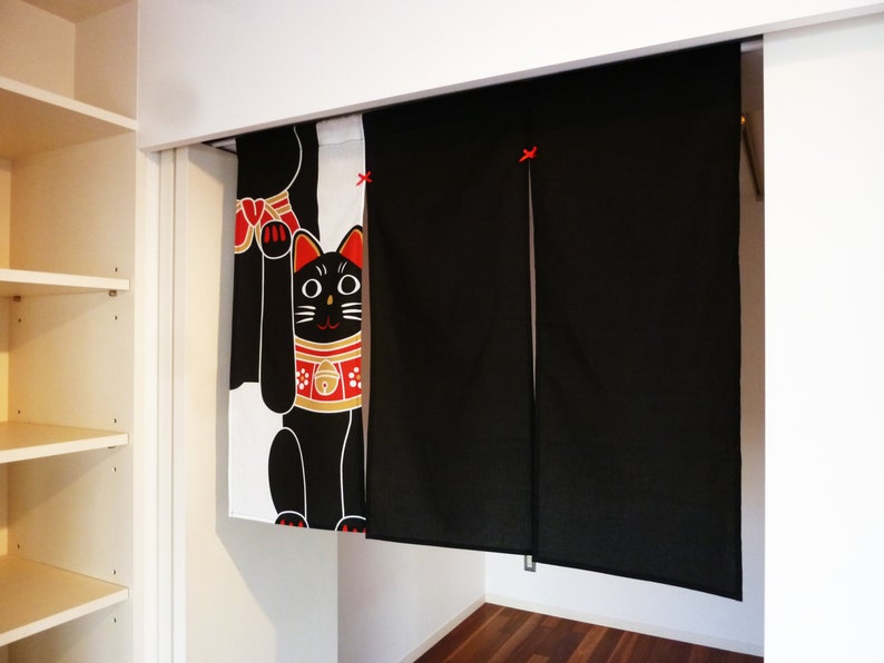 Japanese Noren Cat Fabric Black Cat Curtain Noren Curtain - Etsy