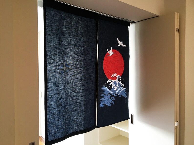 Crane Blue Curtain Japanese Noren Order Made Blue Noren - Etsy