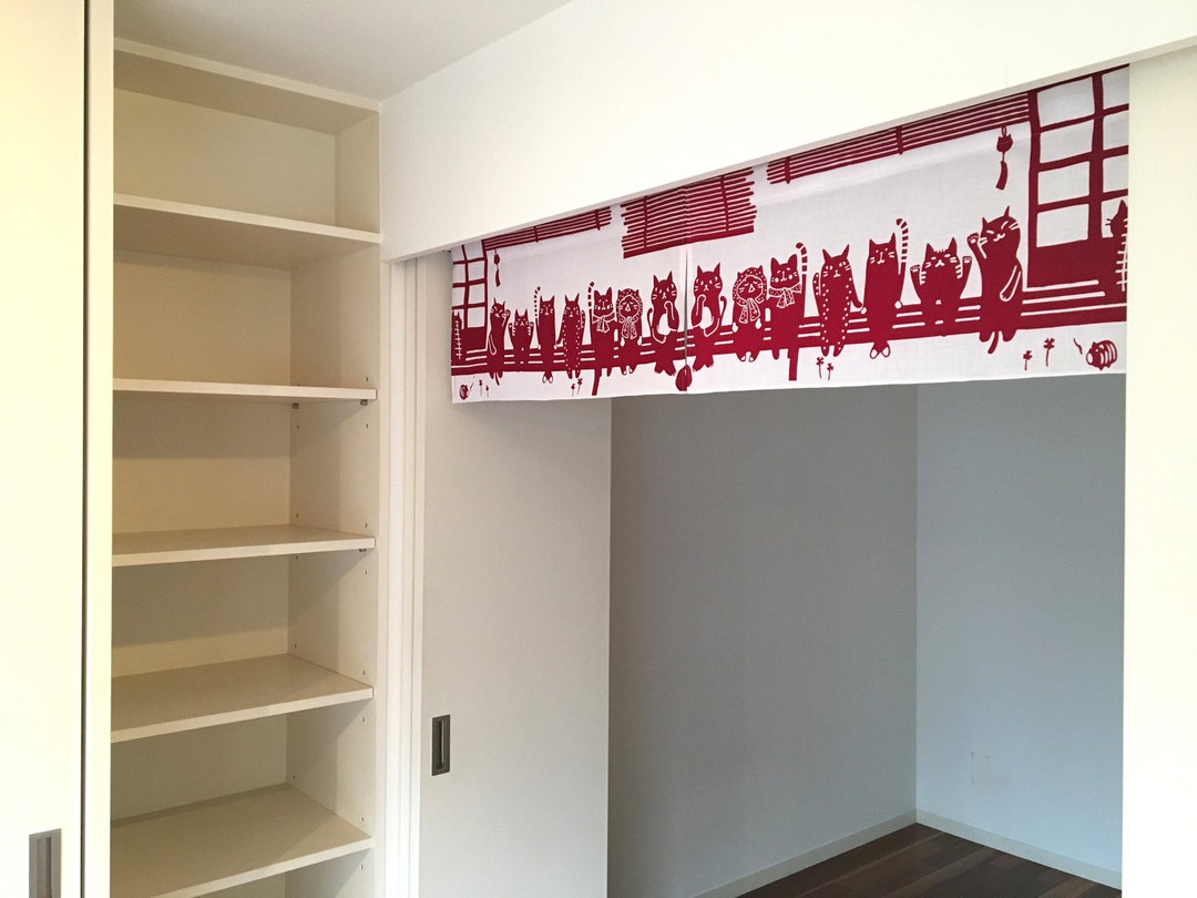 Cat Noren Curtain, Maneki Neko Cats Valance Curtain, Japanese Noren ...