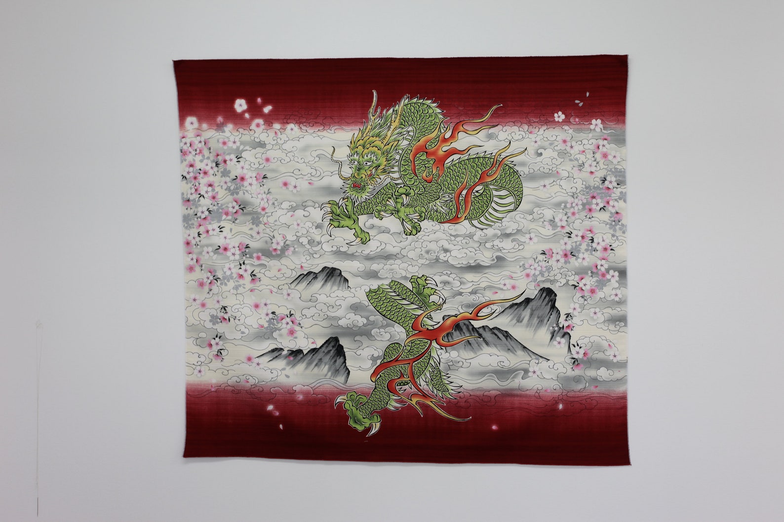 Japanese Dragon Wall Fabric Panel, Wall Decoration Japanese Dragon ...