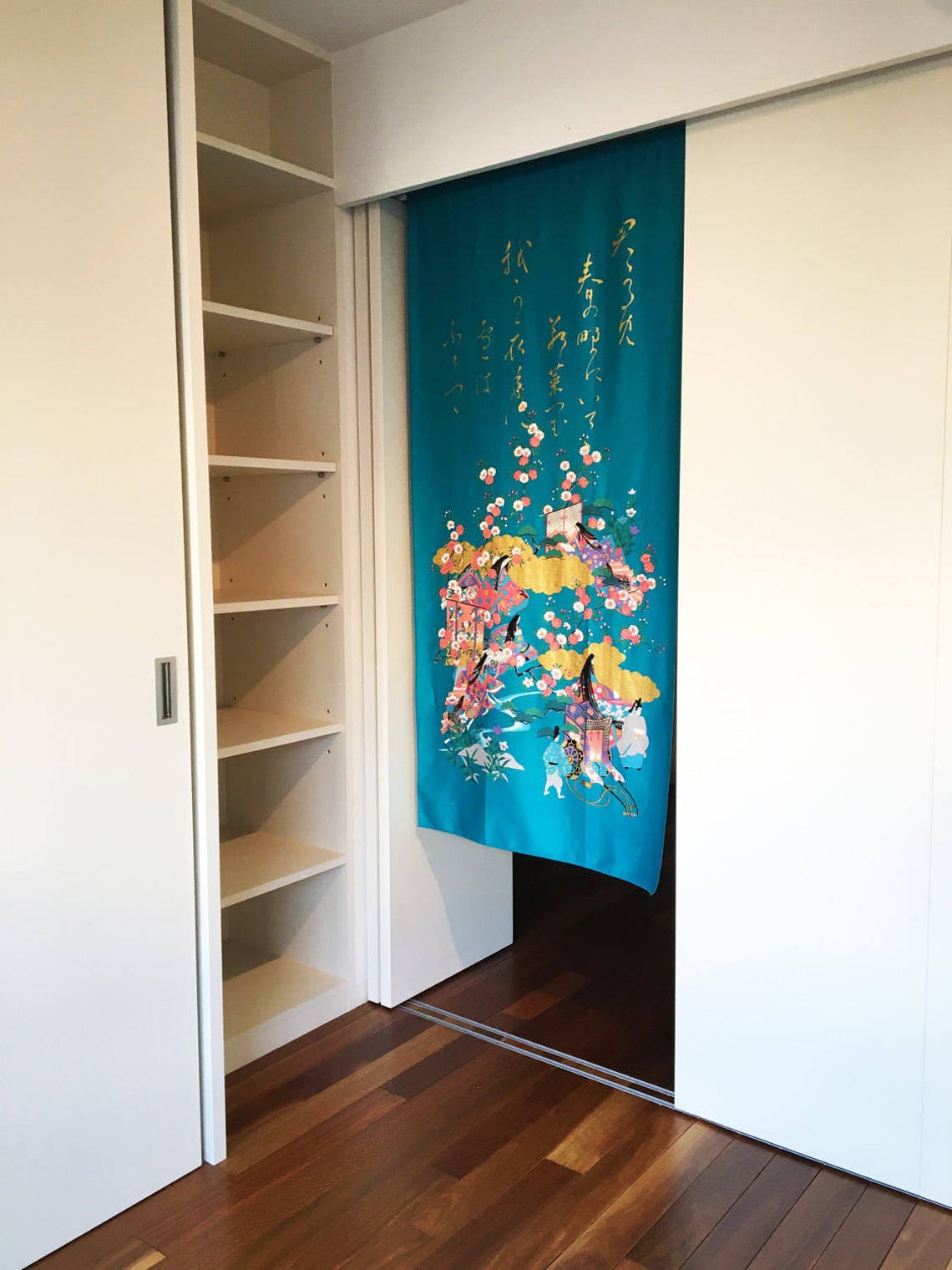 Japanese Blue Noren Panel, Heian Era Tapestry, Kimono Fabric, Wall ...
