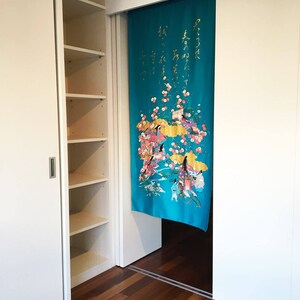 Japanese Blue Noren Panel, Heian Era Tapestry, Kimono Fabric, Wall ...
