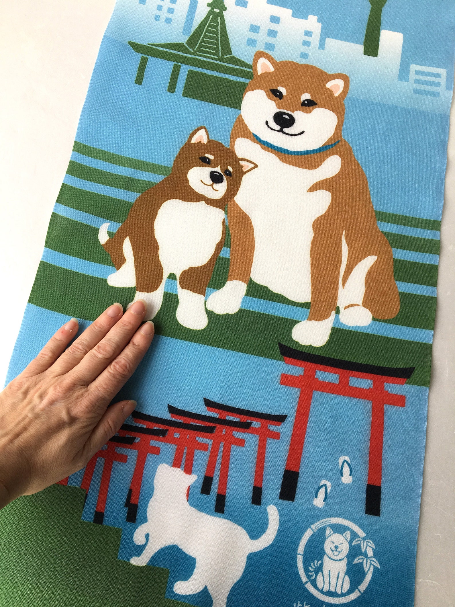 Japanese Shiba Dog, Japan Dog Tenugui Fabric, Lucky Dog Fabric, Matsuri ...