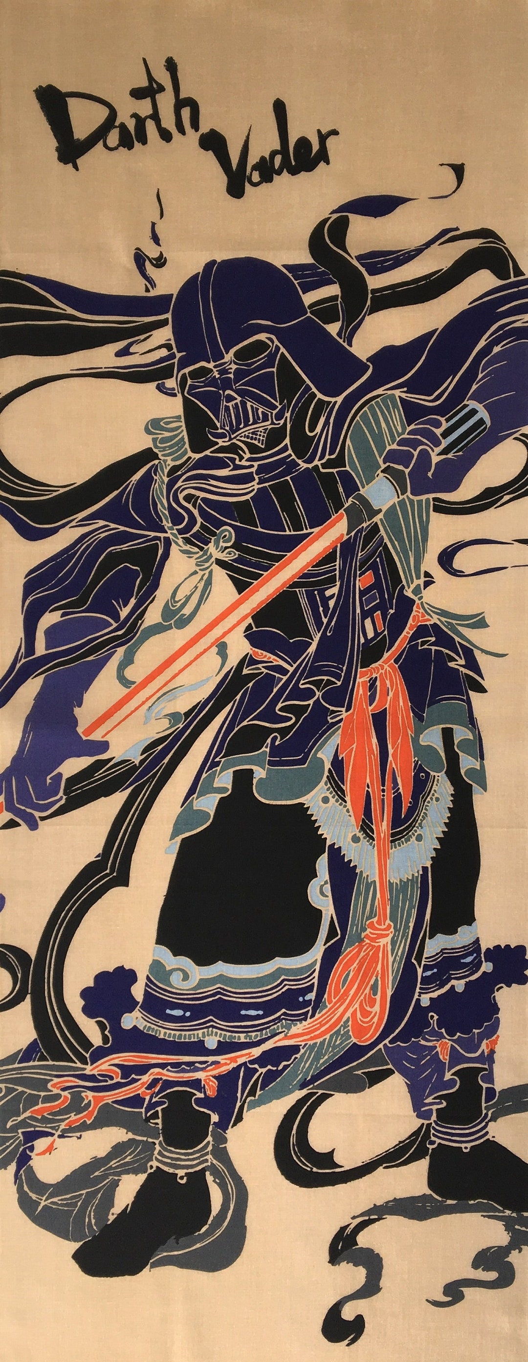 Japanese Nio Temple Guardian Tenugui, Darth Vader as Guardian of ...